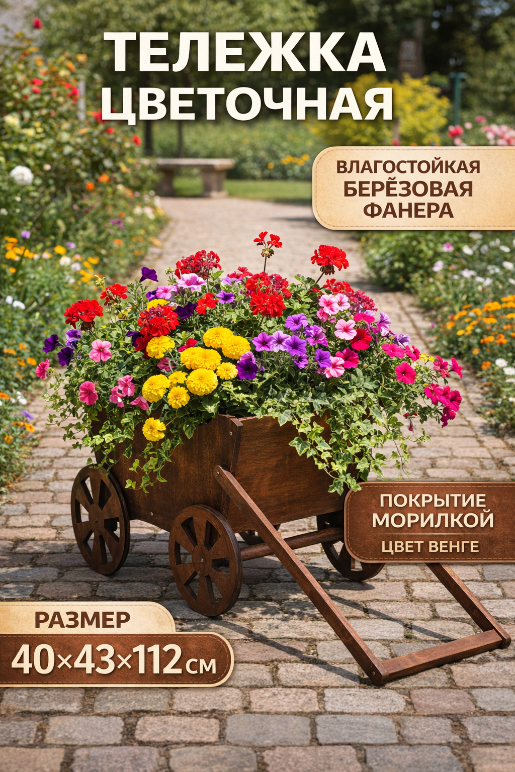 Тележка садовая декоративная , подставка для цветов