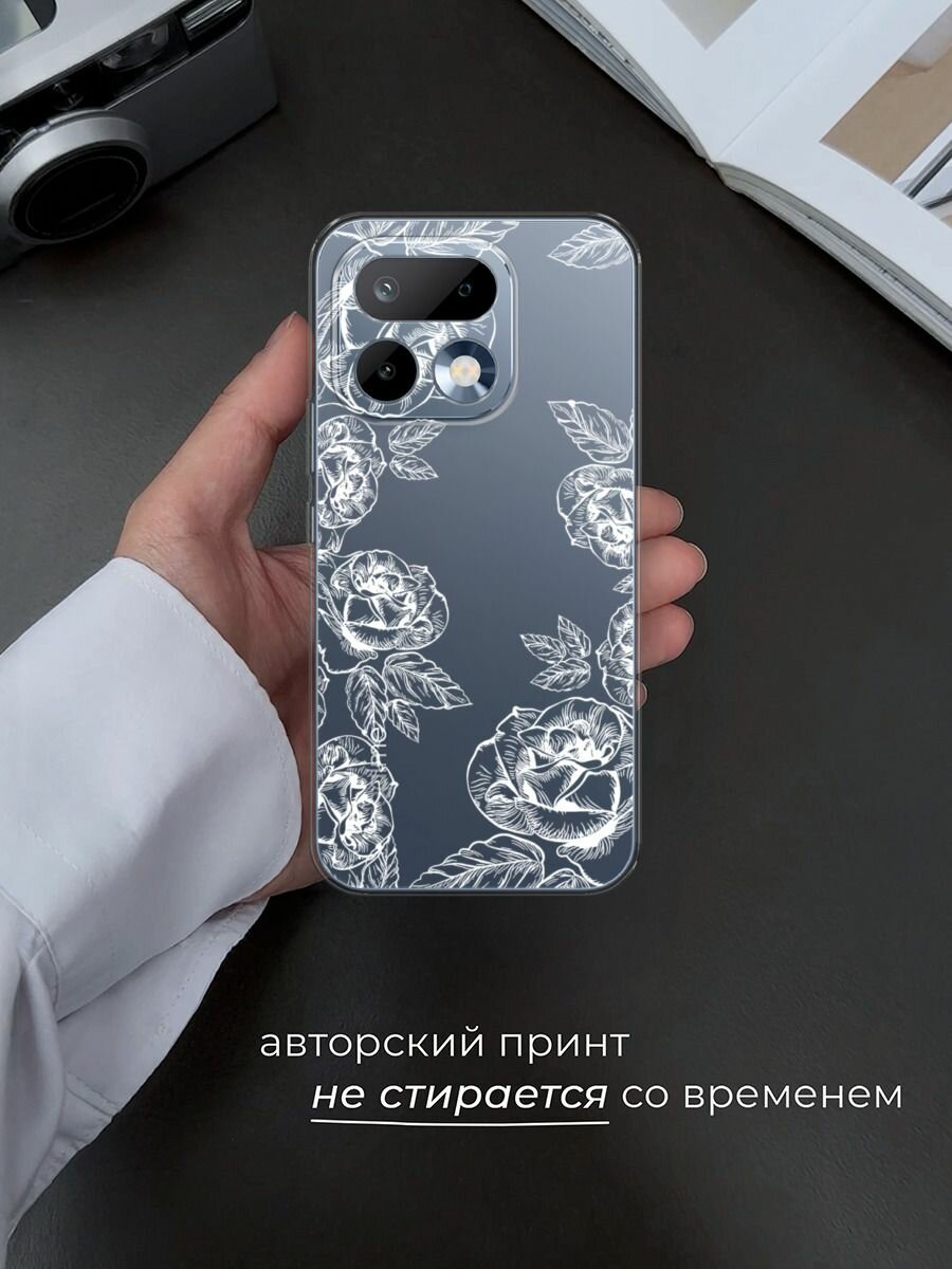 Чехол на Realme 16 Pro / Реалме 16 Про с принтом Розы графика, прозрачный — фото 1