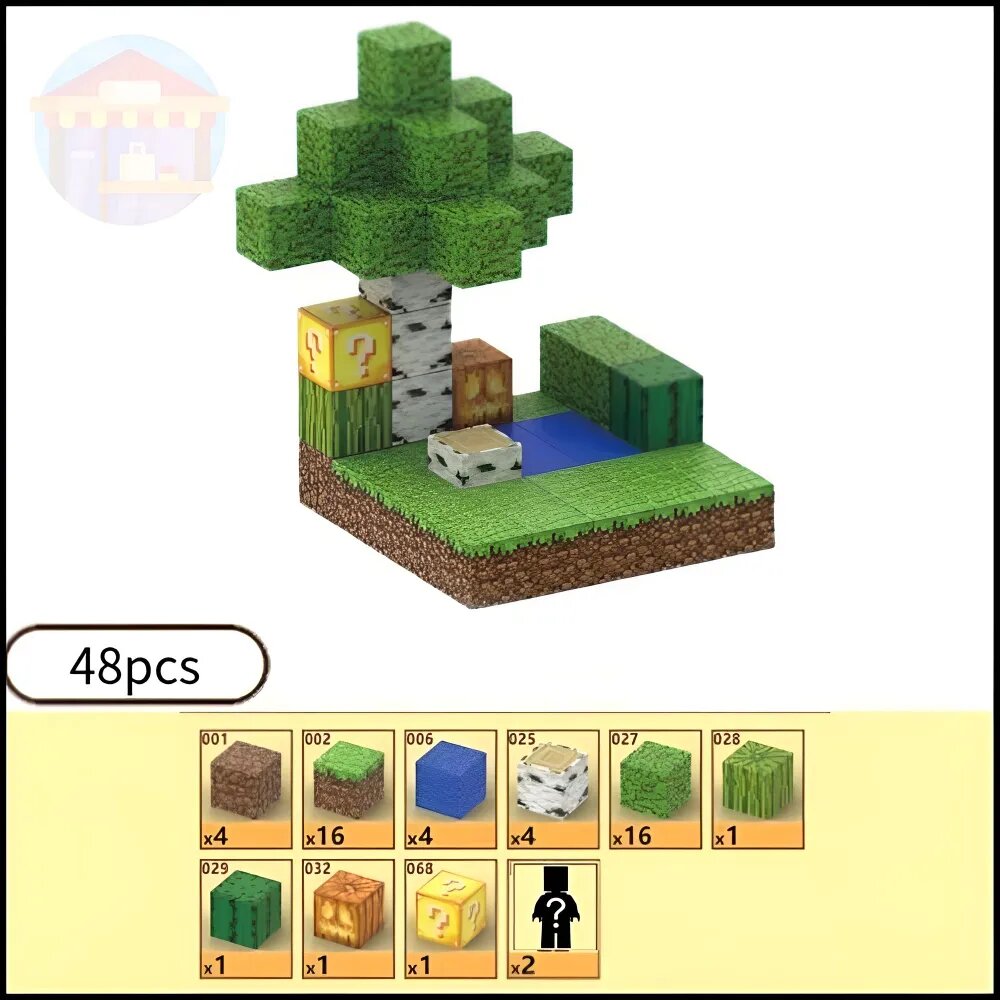 Конструктор магнитный Minecraft T039 Мини-Лес набор 48шт 20X20X20
