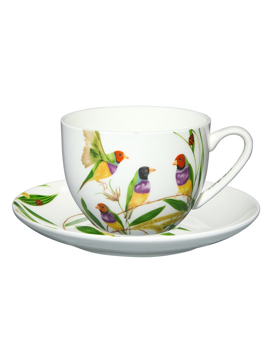 Пара чайная Maxwell & Williams Lyric Зяблик, 320 мл, фарфор, с рисунком