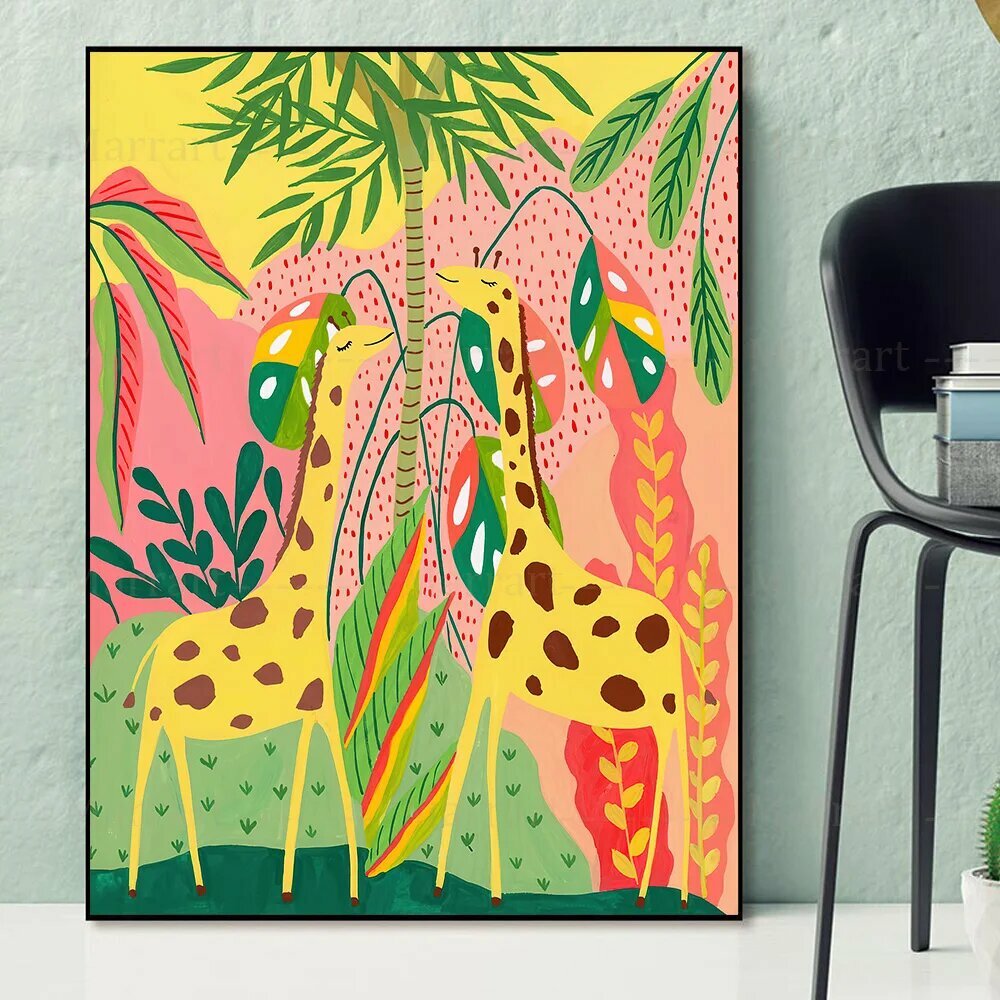 Жирафы в джунглях, художественная печать 21x30см, цвет G