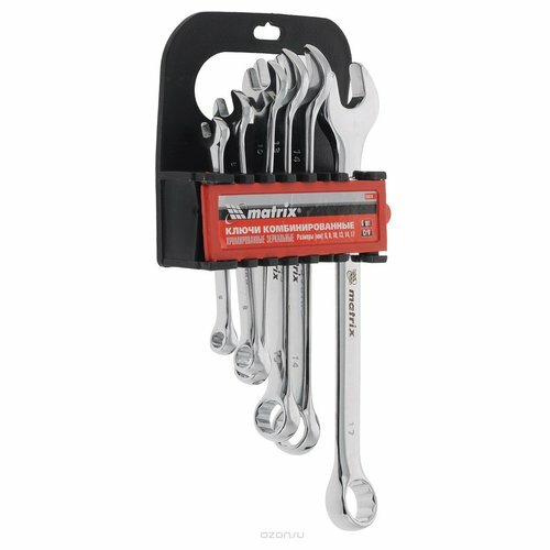 Набор ключей комбинированных Matrix, полированный хром, 6 шт. 15414 Matrix 15414