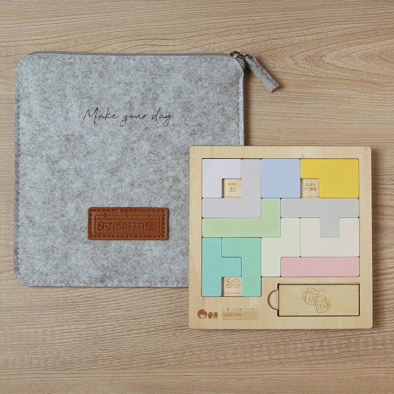 Макаронные Цвета Образовательный Пазл-Календарь для Детей с Мешочком из Фетра