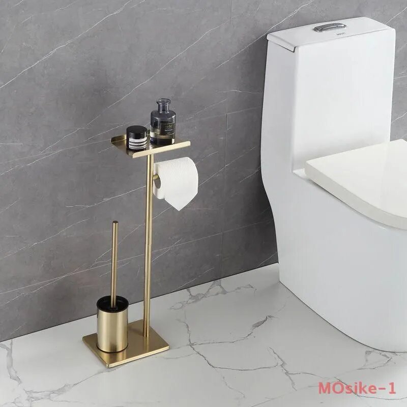 BOHEME Ершик для унитаза с подставкой Gold, нержавеющая сталь, 72x16x21 см, 1 шт