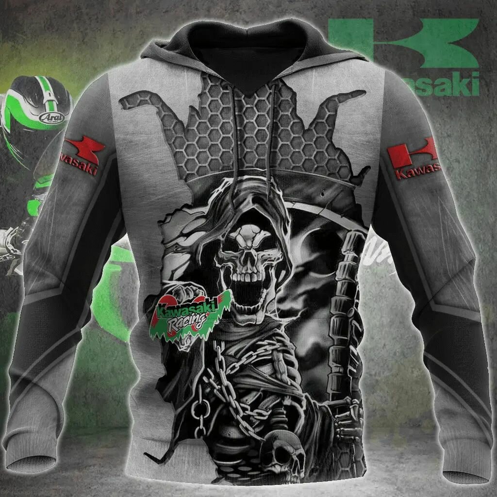 Толстовка с 3D-принтом Kawasaki Racing Team