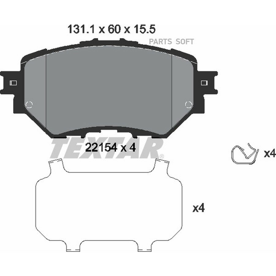 2215401_TEXTAR Bremsbelagsatz, Scheibenbremse от официального дистрибьютора, TEXTAR, артикул 2215401