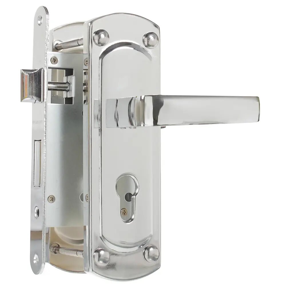 Замок врезной с дверными ручками Palladium 460-25 глянцевый хром 55 мм