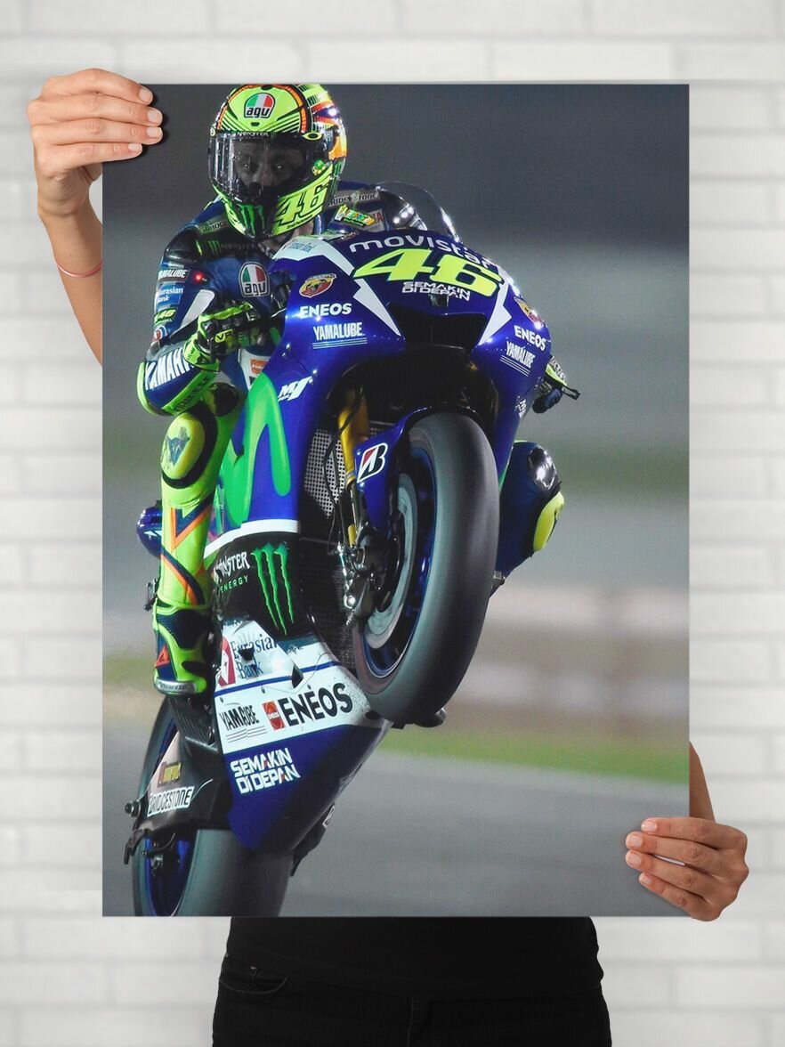 Плакат на стену для интерьера Звёзды Автоспорта - Stars of Motorsport (Валентино Росси - Valentino Rossi 2) - Постер по гонщику формата A1 (61x84 см)