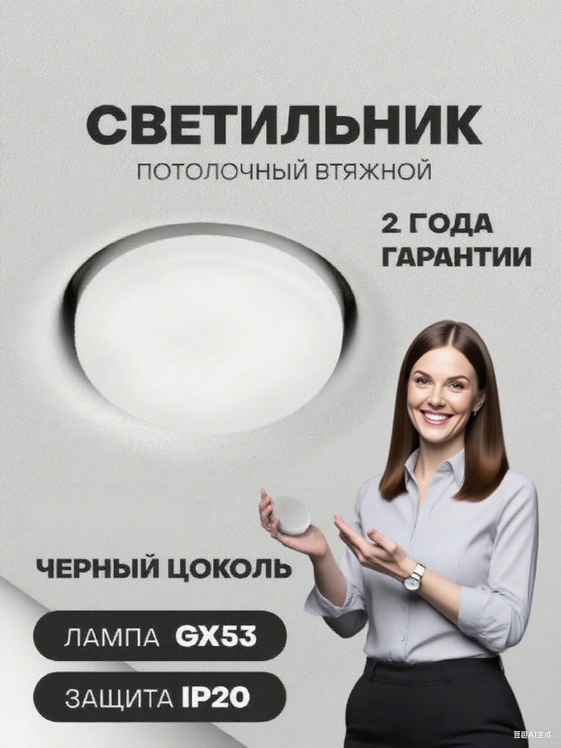 Точечный встраиваемый светильник потолочный софиты GX53, чёрный