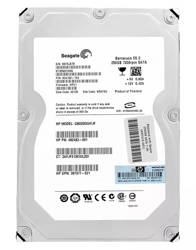 Жесткий диск HP 458939-B21 250Gb SATAII 3,5" HDD
