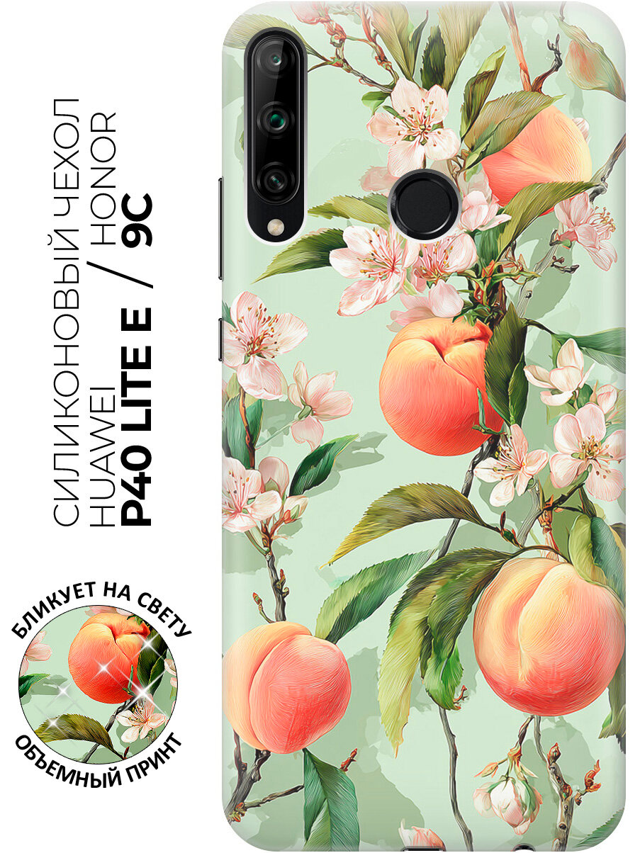 Силиконовый чехол на Honor 9C / Huawei P40 Lite E с принтом "Мятный сад персиков"
