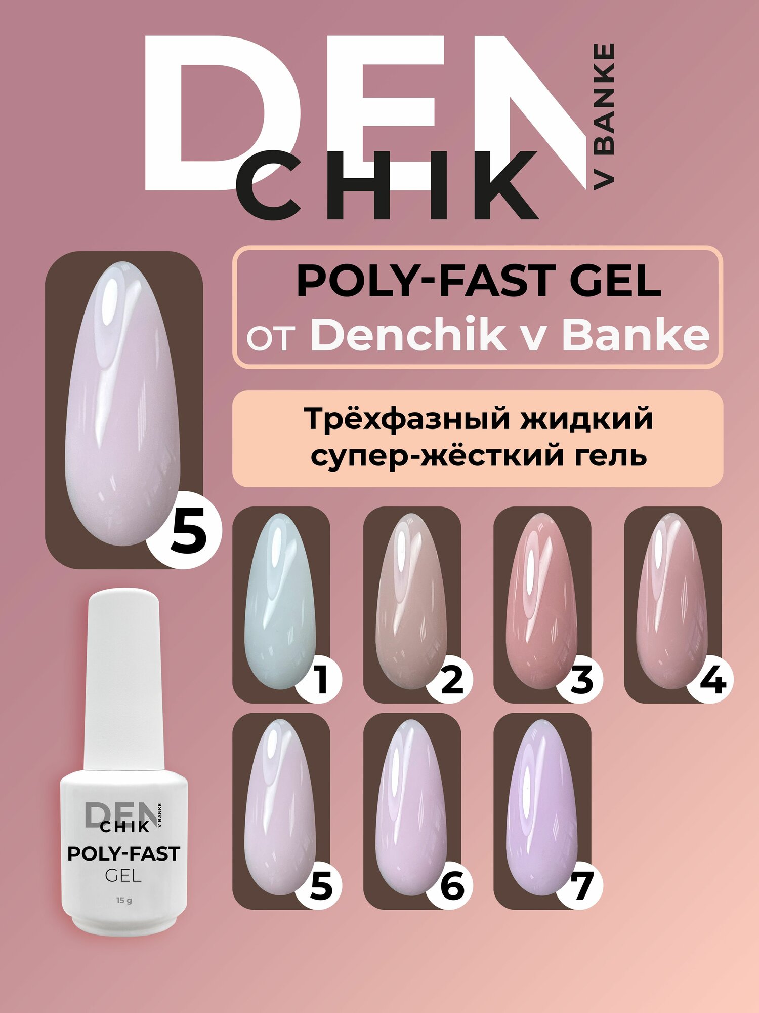 Камуфлирующий жидкий гель Poly-fast для маникюра