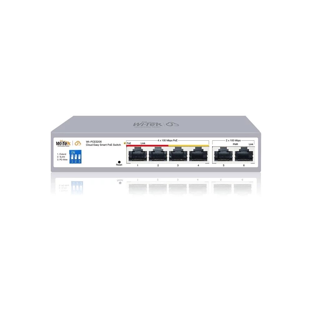 Настраиваемый коммутатор Wi-Tek WI-PCES206, PoE 60 Вт, порты 4FE PoE, 2FE, Easy Smart