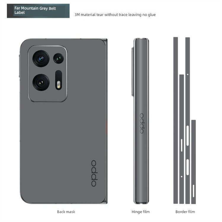 Полный-рамочный задний покрытие для OPPO Find N6 с защитой шарнира и края, горный серый с логотипом