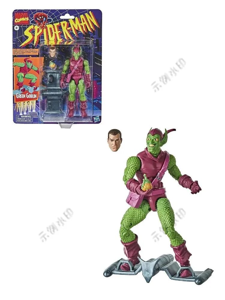 Фигурка Зелёный Гоблин (Green Goblin) Marvel -, ABS пластик, со сменной головой и глиссером