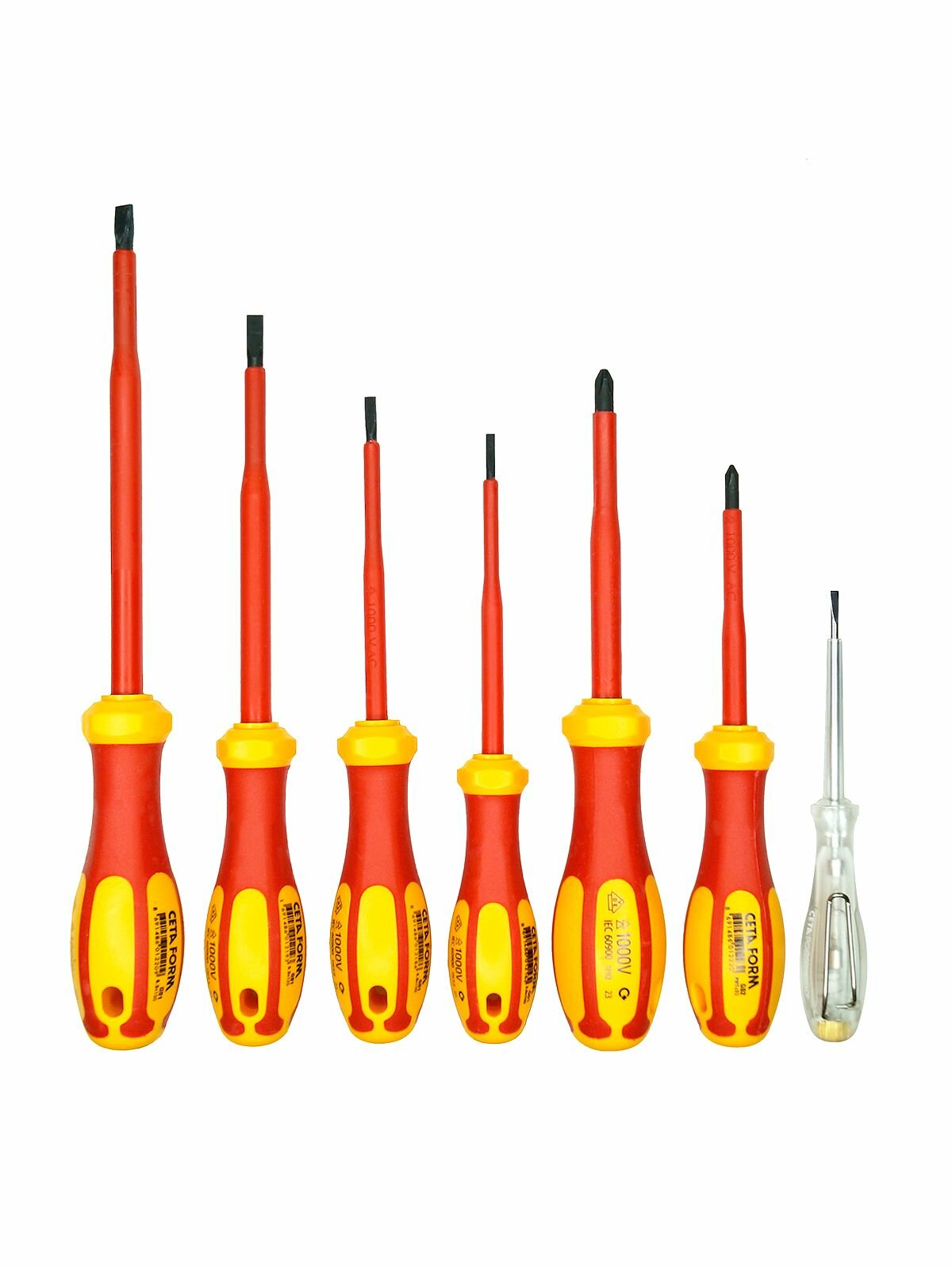 Набор отверток 1000V SL/PH + индикатор фазы 7 пр, CETA FORM, G99-701