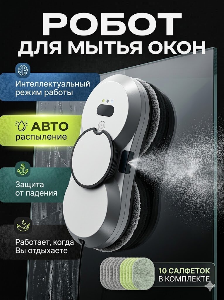 Робот мойщик окон с распылением; Робот мойщик окон мощный, стеклоочиститель для окон и стекол техника для дома я