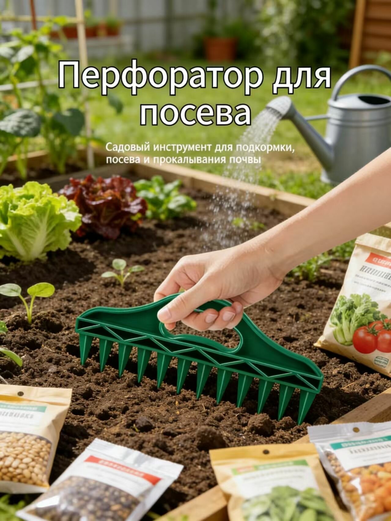 Набор садовых инструментов,12-зубной, Подходит для посева овощных культур и рыхления почвы