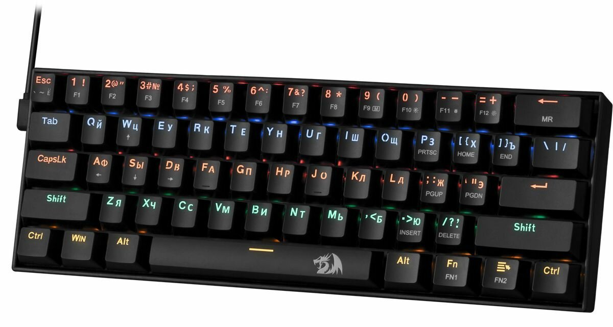 Redragon Lakshmi RU Проводная механическая игровая клавиатура, русская раскладка, черная