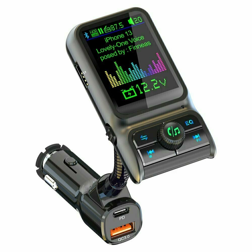 Автомобильный MP3 музыкальный плеер, 1,8 дюймов, Bluetooth 5,0, приемник, FM-передатчик, двойной USB QC3.0, зарядное устройство, поддержка U-диска/TF-карты, беспроводная ручная работа