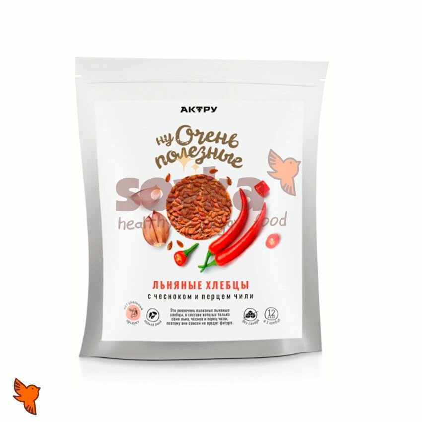 Хлебцы льняные с чесноком и перцем чили Актру, 80г
