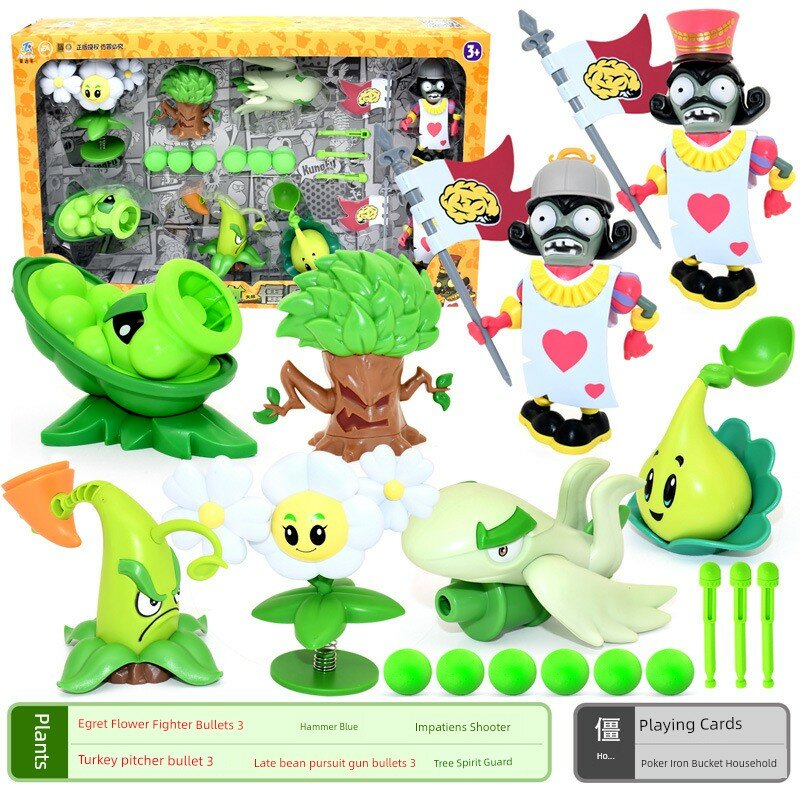 Набор игрушек Plants vs. Zombies White Crane Aircraft: 6 растений и 2 зомби-карт, новая версия