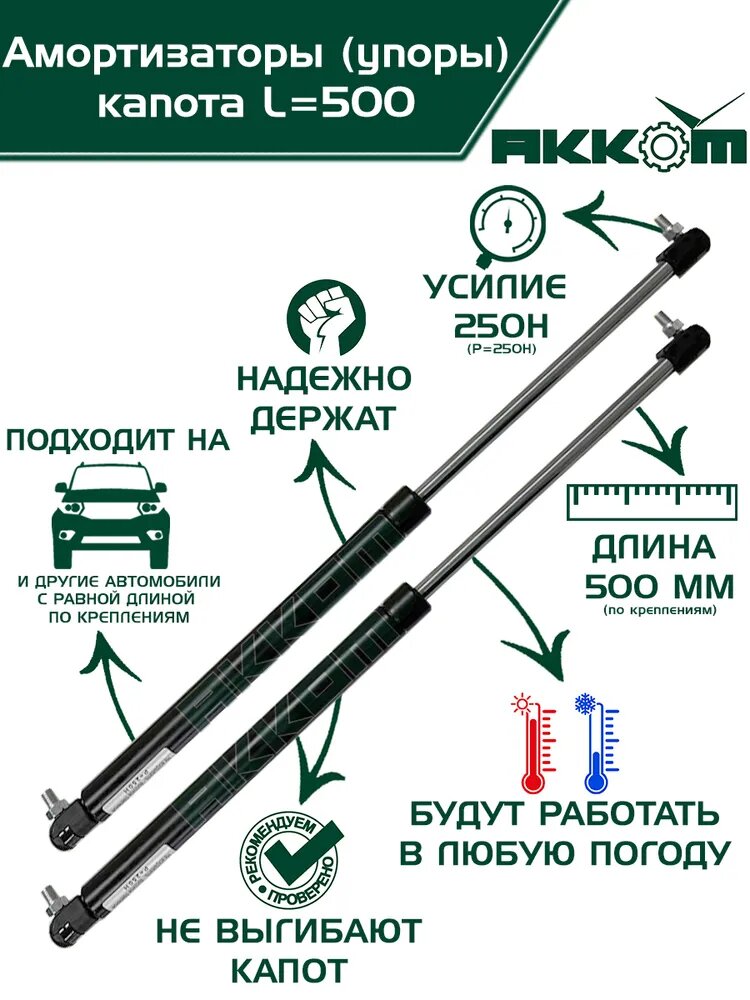 Амортизатор капота газовый УАЗ Патриот (комплект 2 штуки) (P-250H)