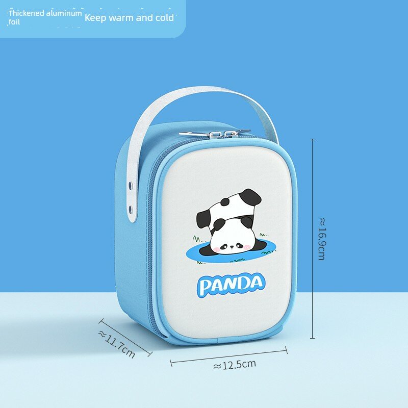 Теплоизоляционная сумка для обеда с водонепроницаемым маслостойким покрытием, малый размер, пандовый синий обеденный топ