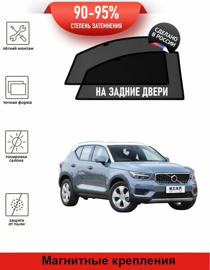 Автошторки LATONIK на Volvo XC40, 1 (2017-н. в.) на задние двери на магнитах