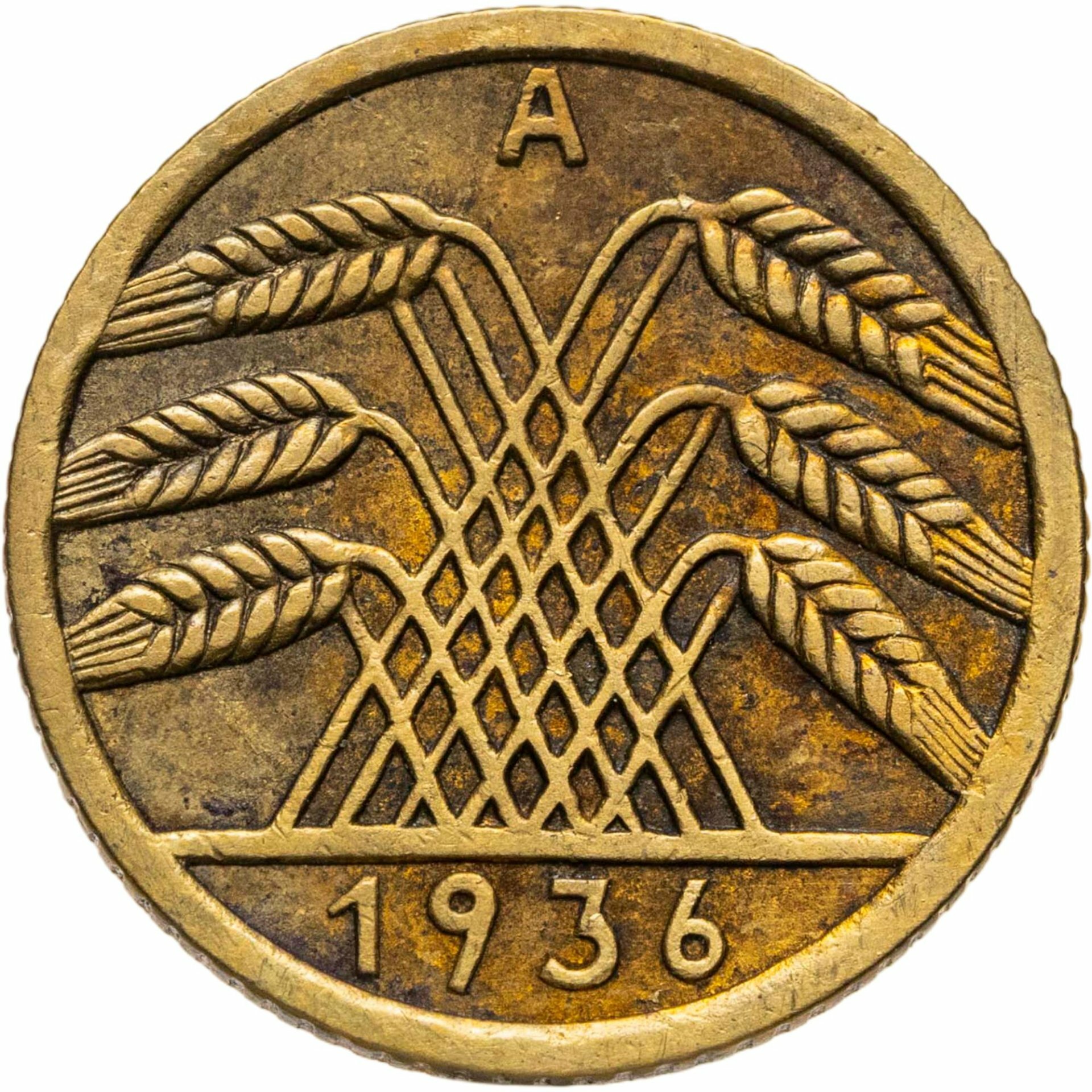 Германия 5 рейхспфеннигов (reichspfennig) 1936 A, старый тип