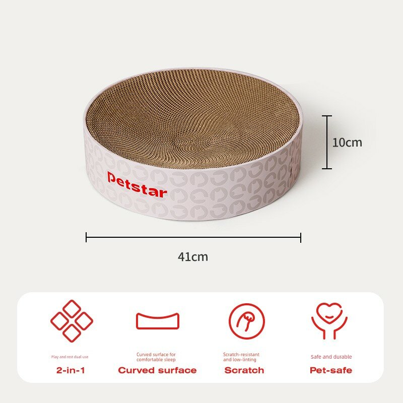 Petstar Круглая когтеточка из кордовой бумаги, прочная игрушка для кошек для царапанья и уютного гнезда