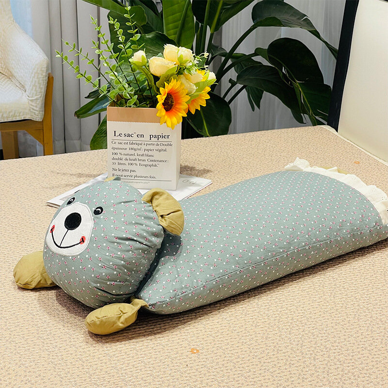 Подушка Puppy Bear с лавандой - Небесно-голубая, 85x30 см, заполнение из юньнаньского гречневого зерна, хлопковый чехол