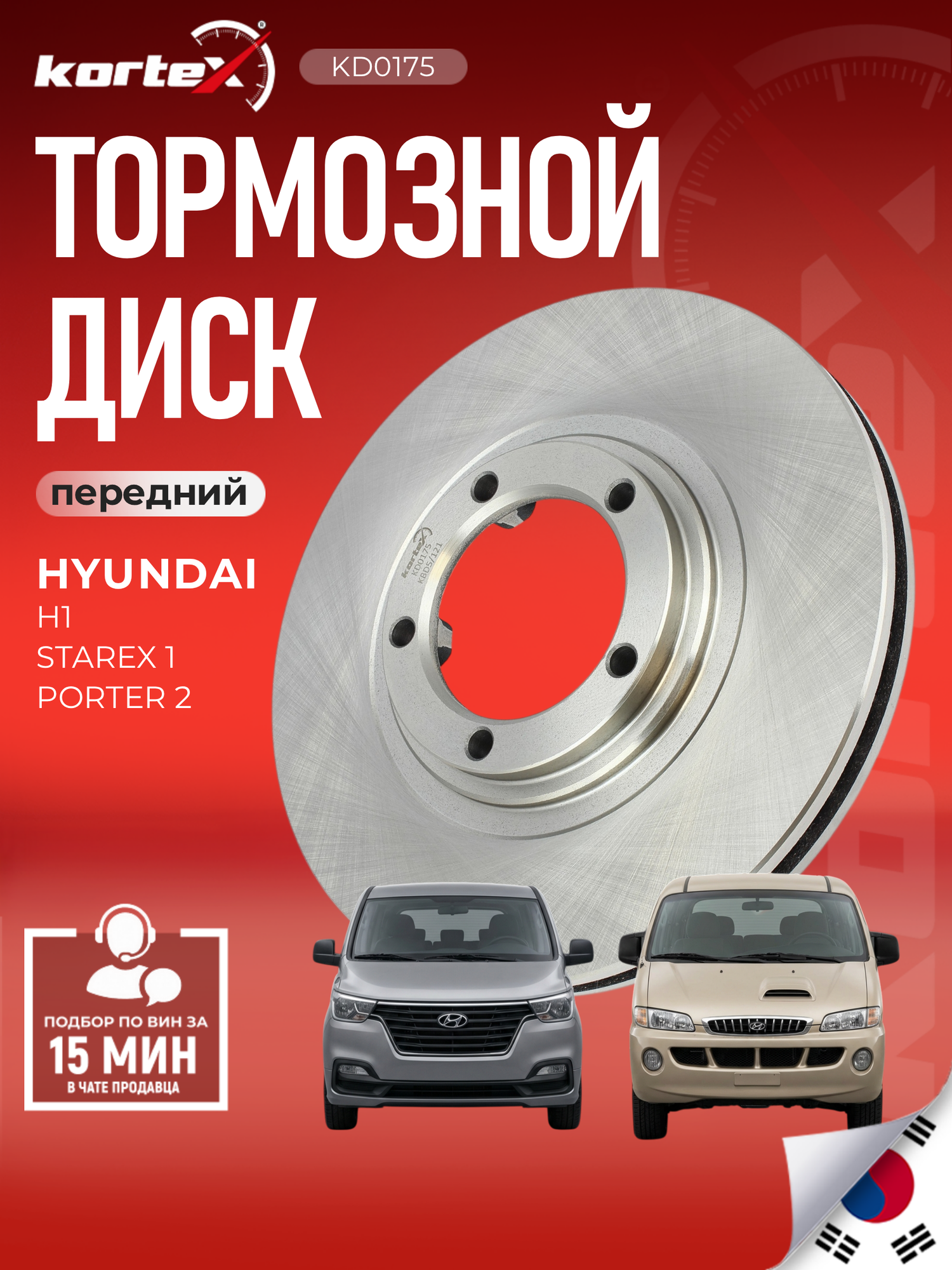 Диск тормозной Kortex для HYUNDAI H1 / STAREX / PORTER II передний вентилируемый(d-274mm)