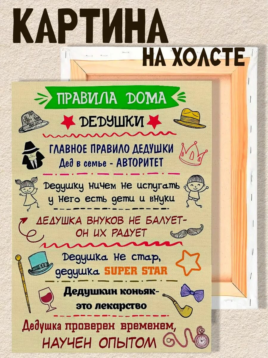 Картина на стену Правила бабушки и дедушки