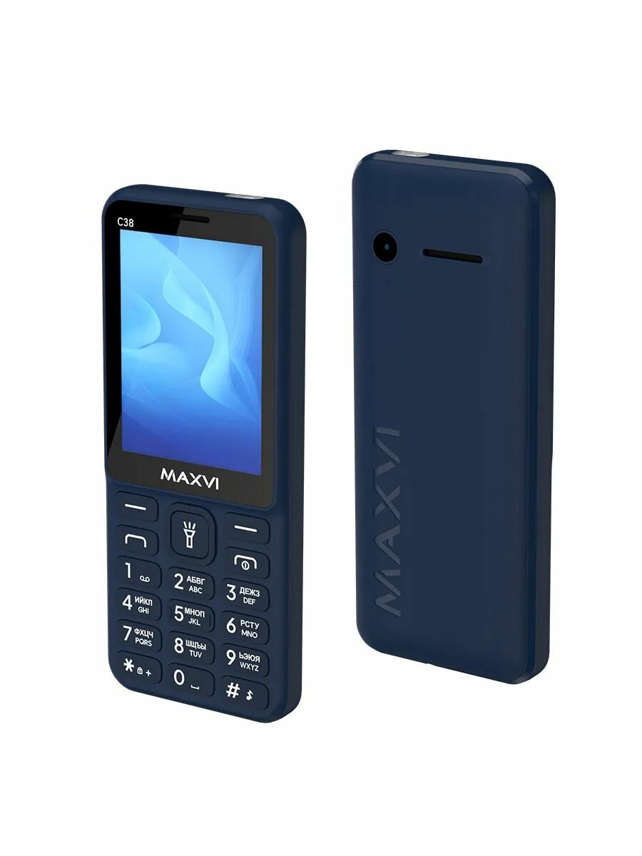 Мобильный телефон Maxvi C38 синий / 1800 м*Ач / Радио / 2 SIM