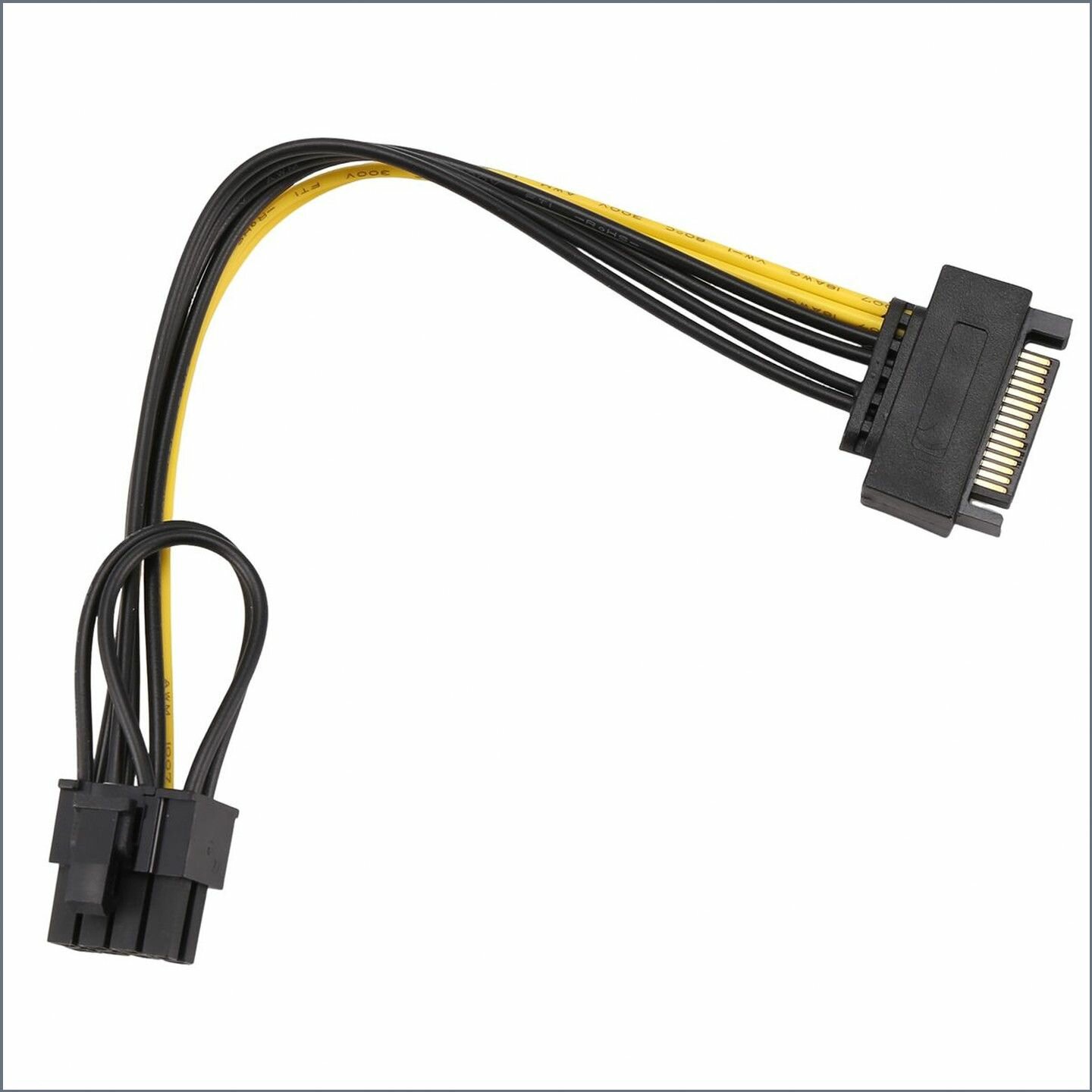 15-контактный разъем SATA Male на 8-контактный (6+2) кабель питания PCI-E 15-контактный 8-контактный провод 18AWG для графической карты (1 ш