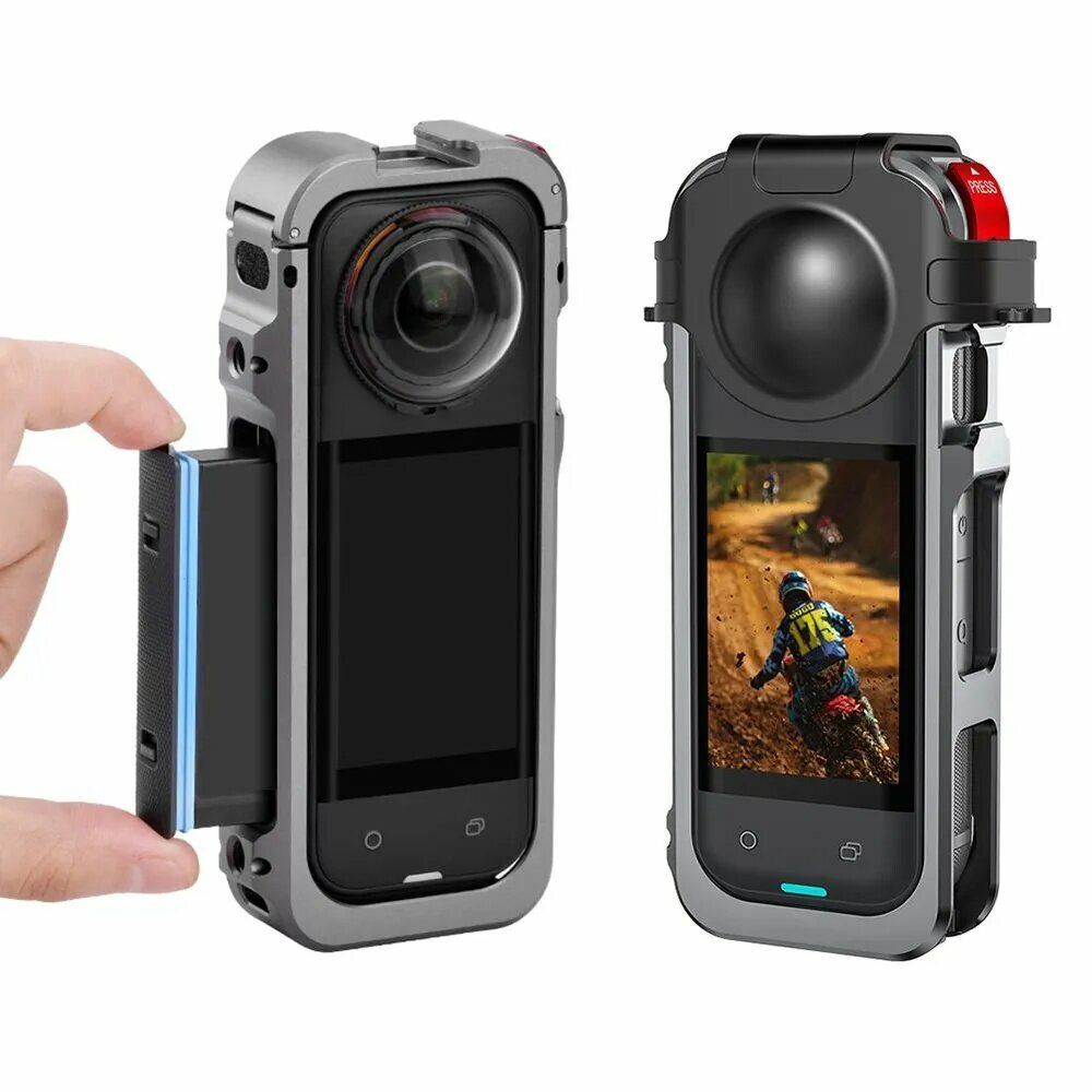 Алюминиевый защитный бокс-клетка для экшн-камеры Insta360 X5 с крышкой объектива