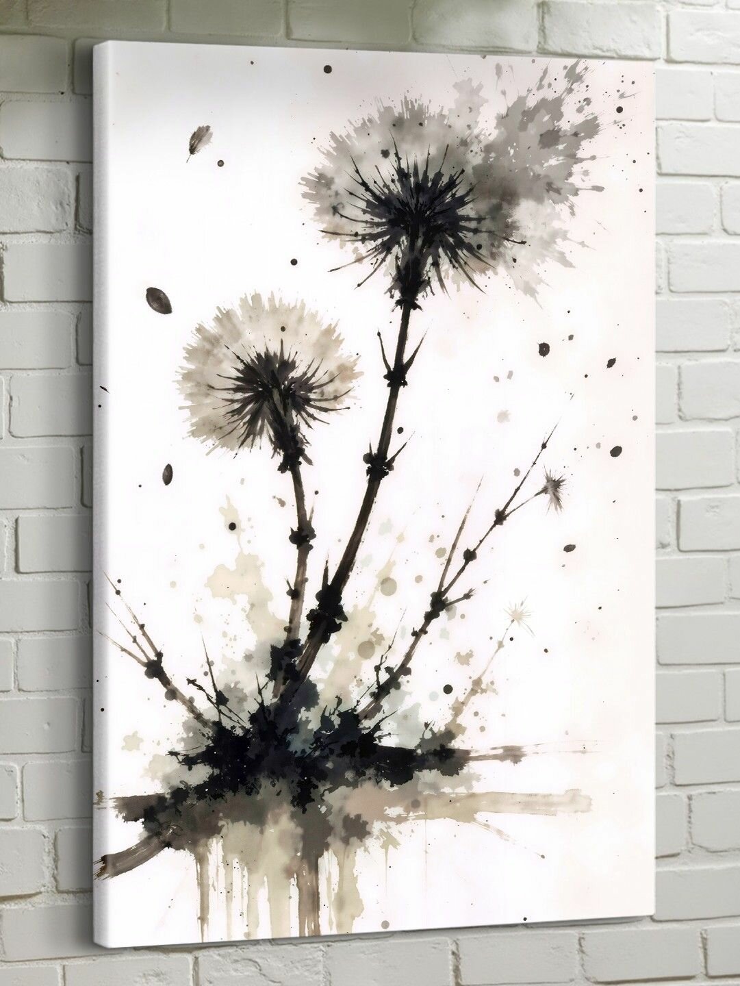"Черное на белом" - картина на холсте, 80x50 см.