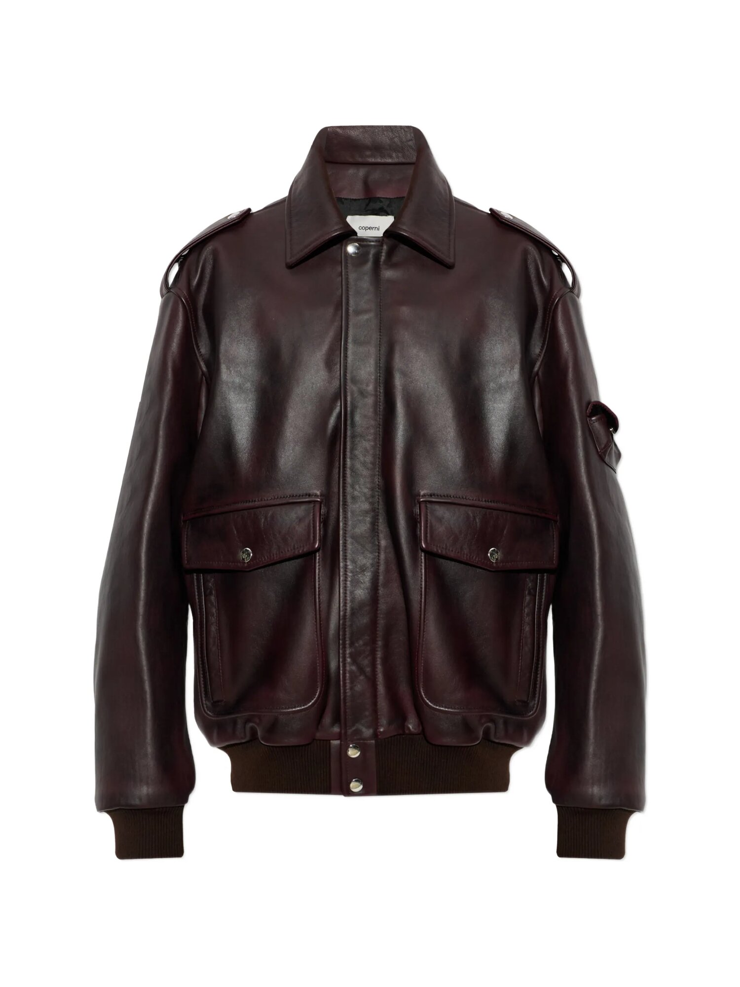 Куртка Leather epaulette-detail jacket