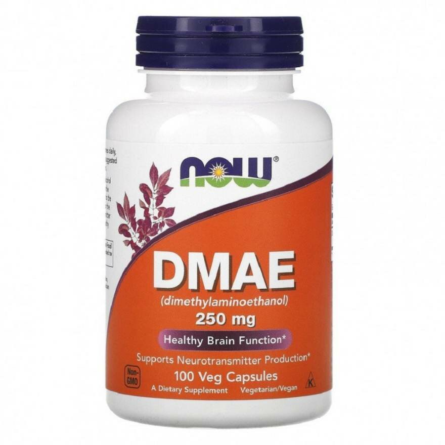 NOW DMAE 250mg 100caps. Для концентрации и мышления. Произведено в США