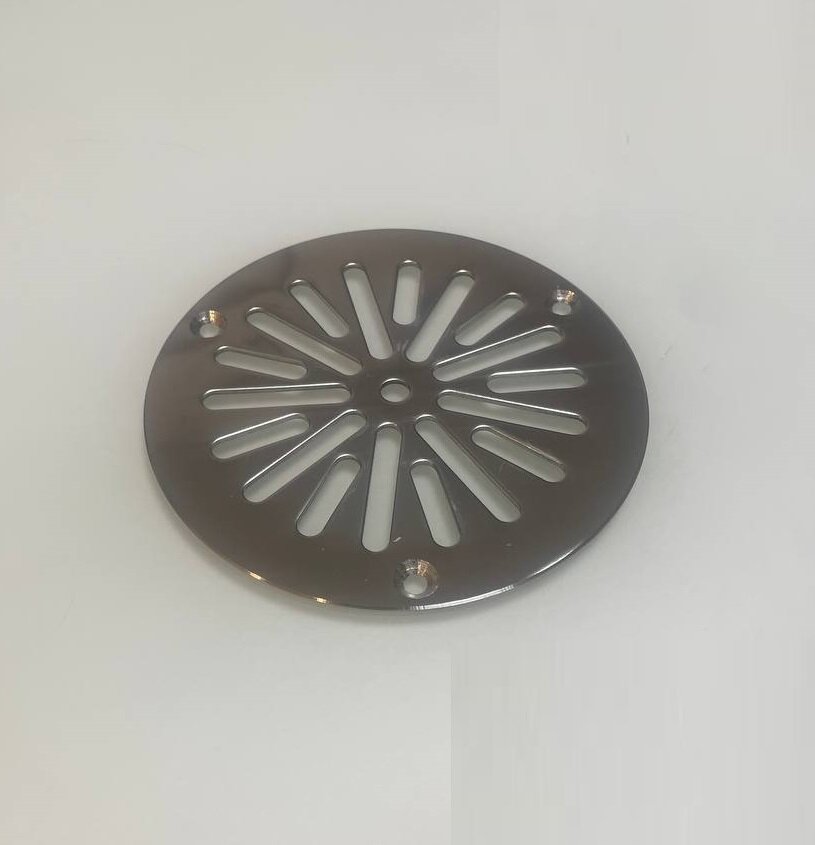 Решетка напольная круглая d 100 из нержавеющей стали, снежинка