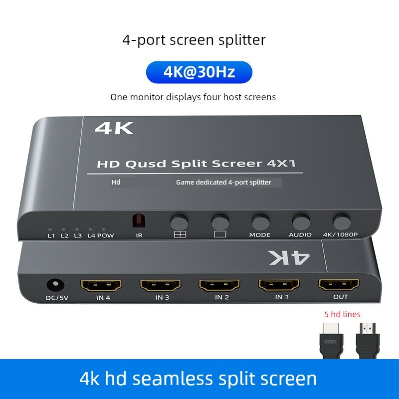 Высококачественный HDMI-сплиттер 4 порта для игровых мониторов и многоэкранного отображения с поддержкой HDMI 2.0