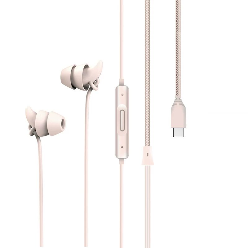 Наушники Samsung Type-C с HiFi звуком и управляемым кабелем, розовый цвет, оптимизированные для сна на боку