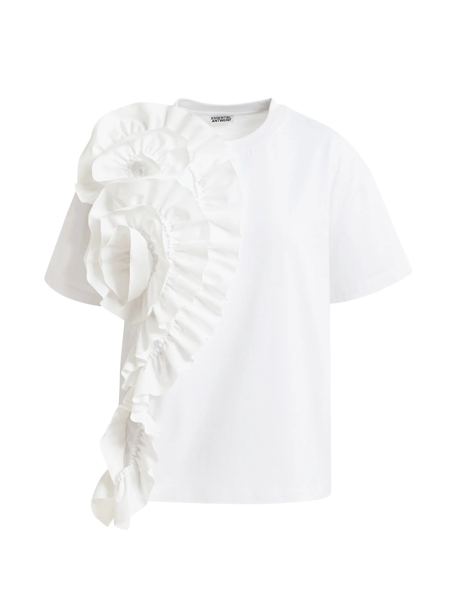 Футболка Ruffled-detail floral-appliqué T-shirt