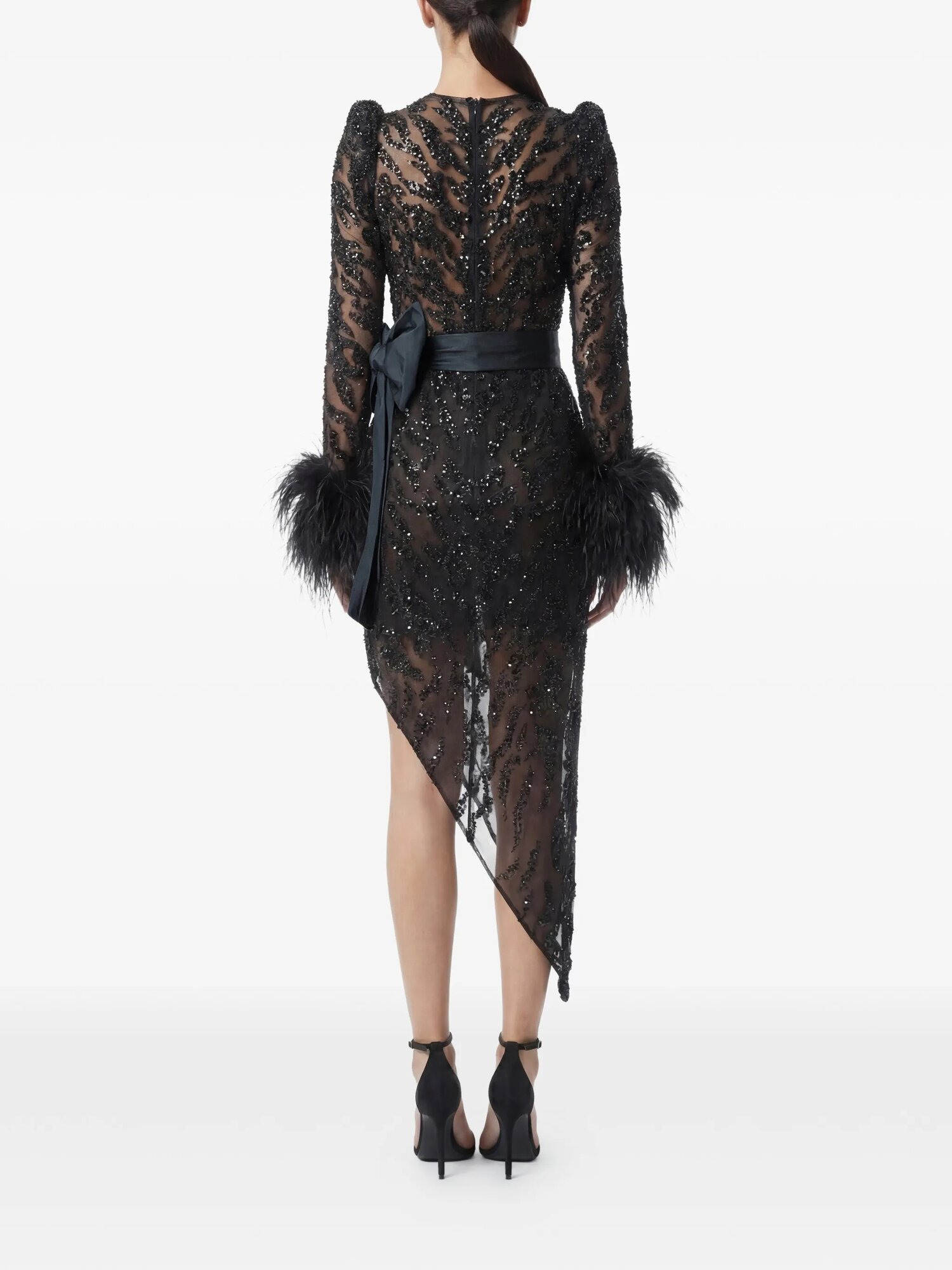 Платье Gattinolli by Marwan Sequin-embroidered midi dress, размер 38, black/black — фото 1