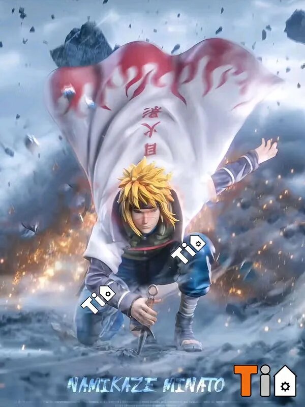 Фигурка Намиказе Минато / Персонаж Naruto / Наруто, Два вида резьбы по голове 22cm