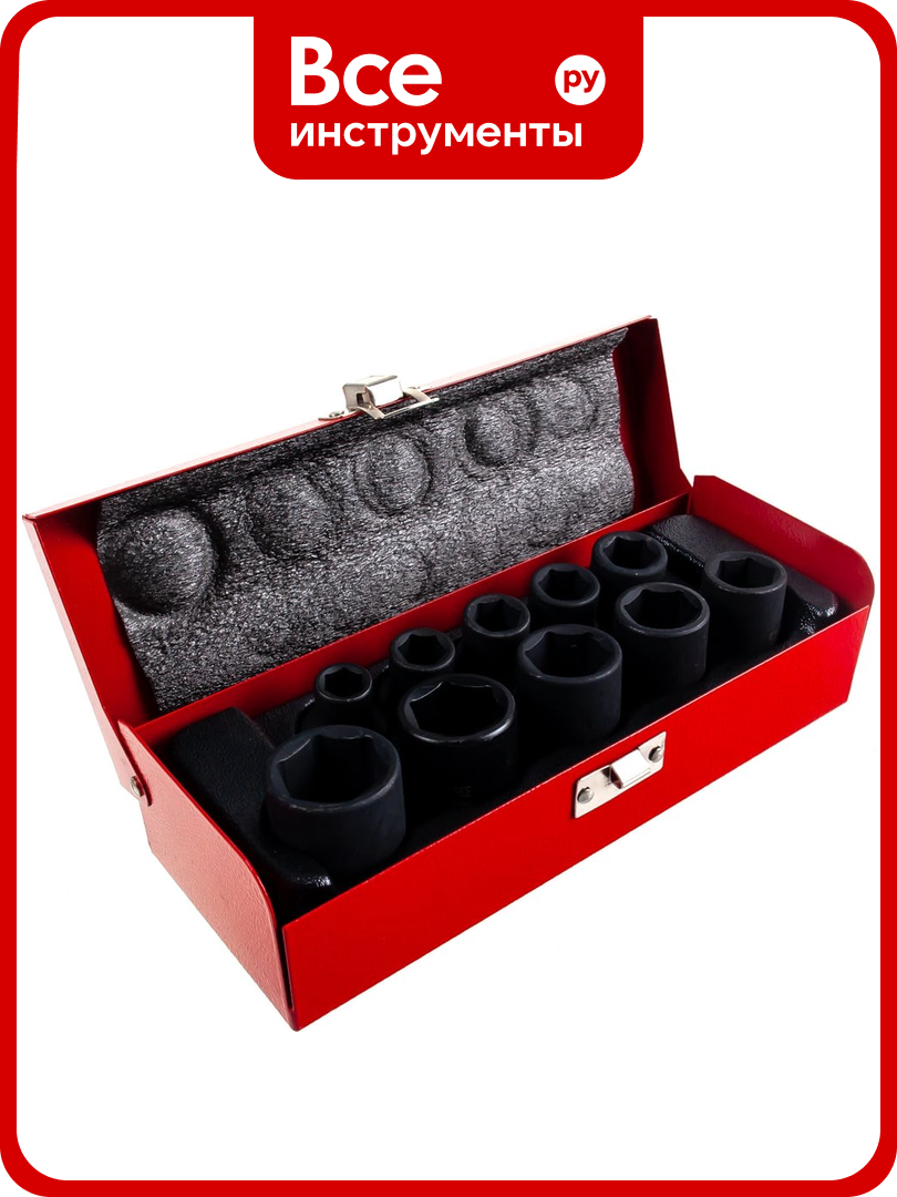 Набор головок 6-гранных ударных (10 пр, 1/2", 10-24 мм) Rockforce RF-4101-5MPB(28575)