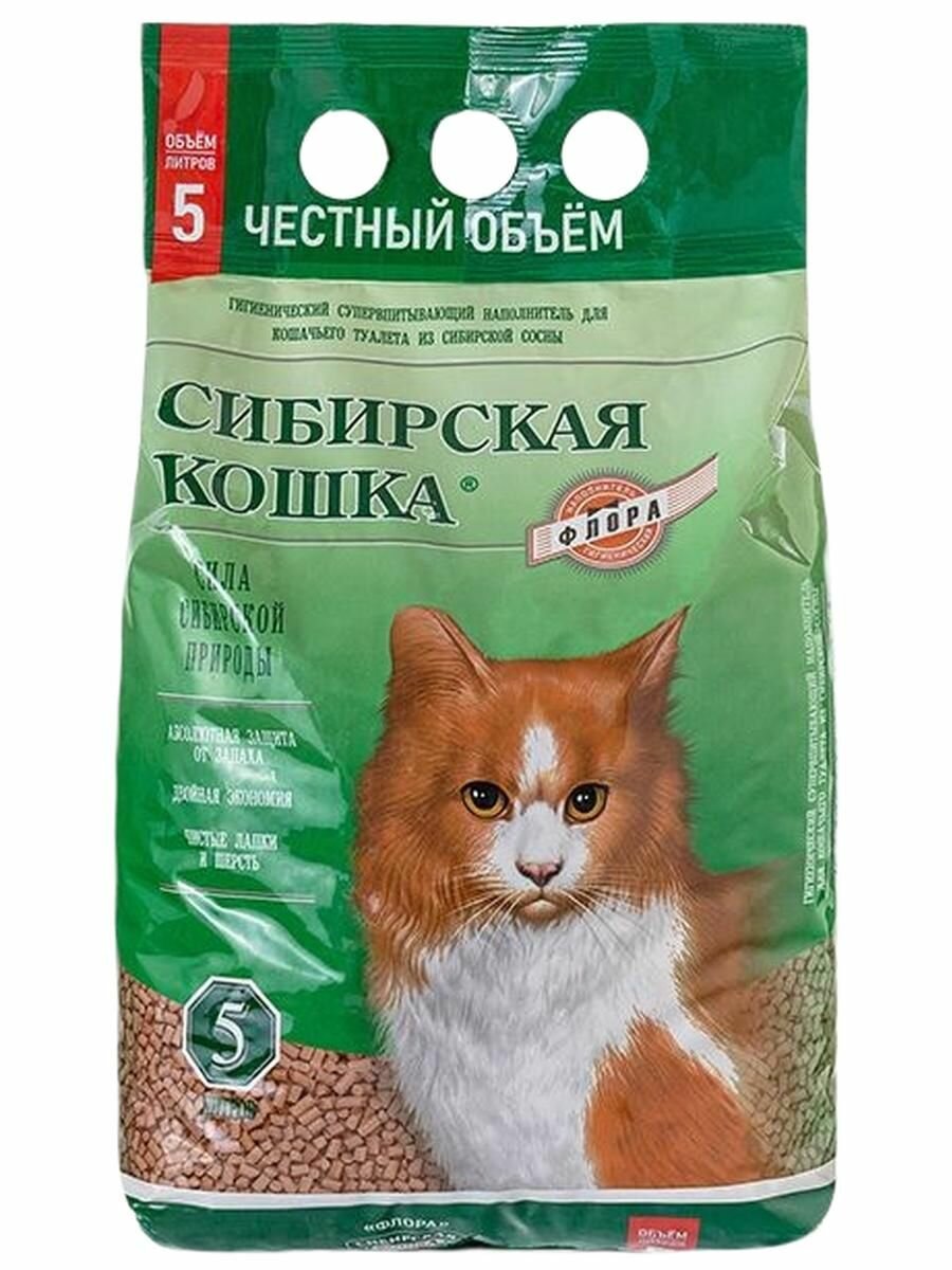 Наполнитель сибирская кошка 5л флора