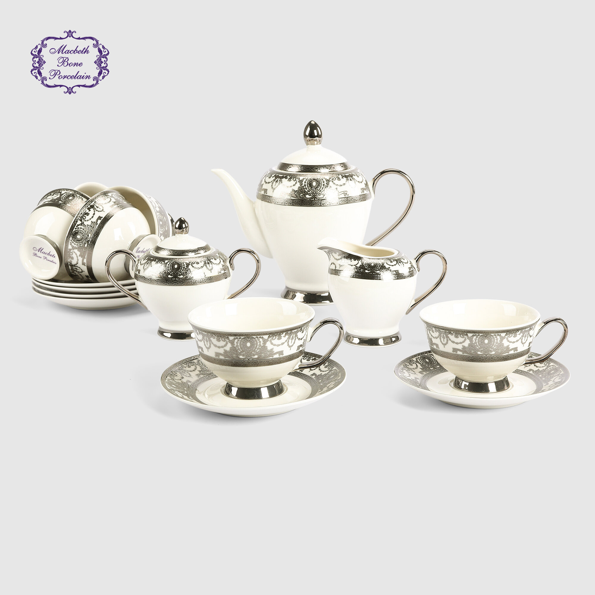 Чайный сервиз на 6 персон Macbeth bone porcelain Blazon 15 предметов