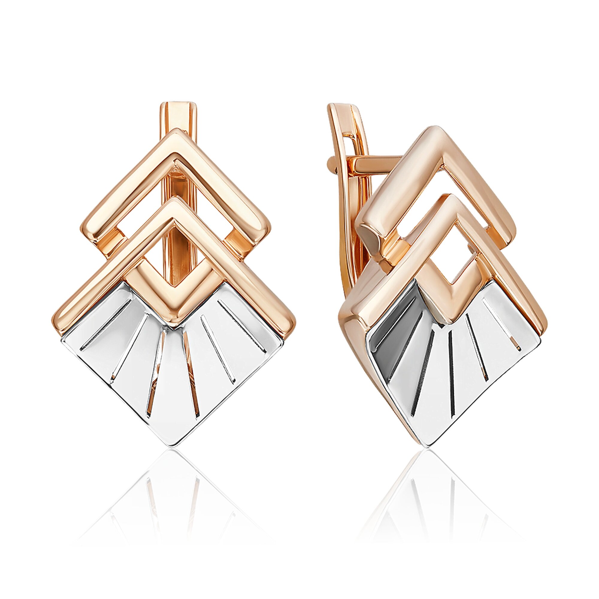 Серьги Diamant online, комбинированное золото, 585 проба